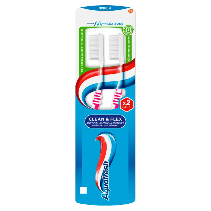 Aquafresh Clean & Flex fogkefe felnőtteknek duo pack (közepes ...