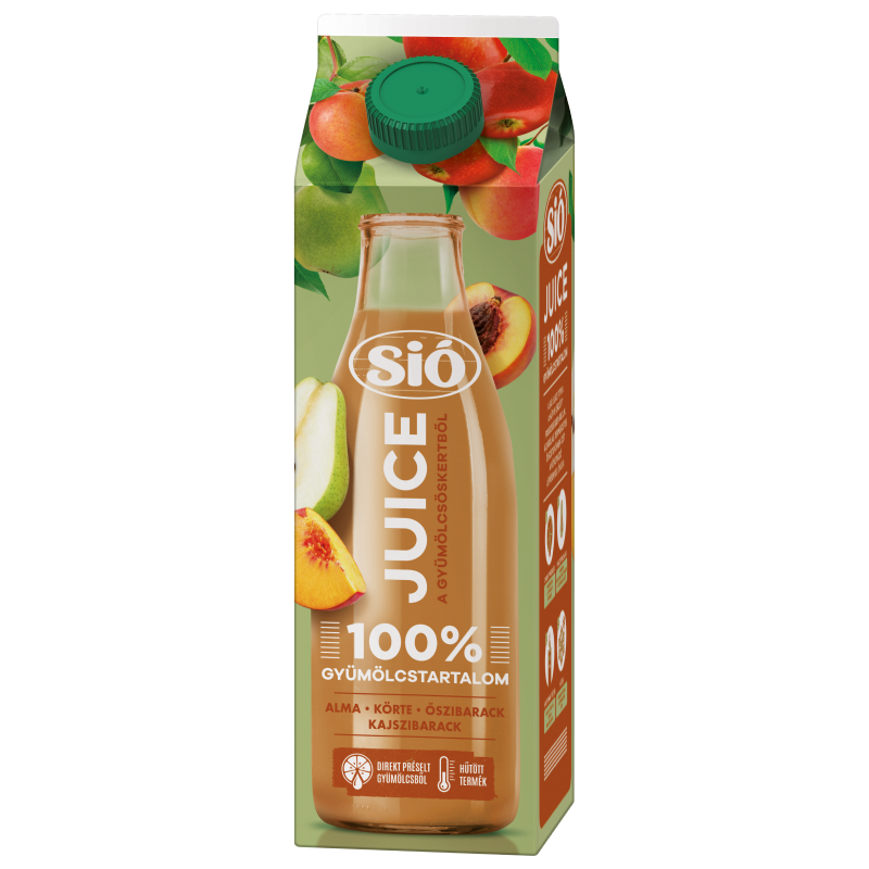 Sió 100% alma-körte-őszibarack-kajszibarack juice 1 l Webáruház » 0 Ft - Sió 100% alma-körte ...