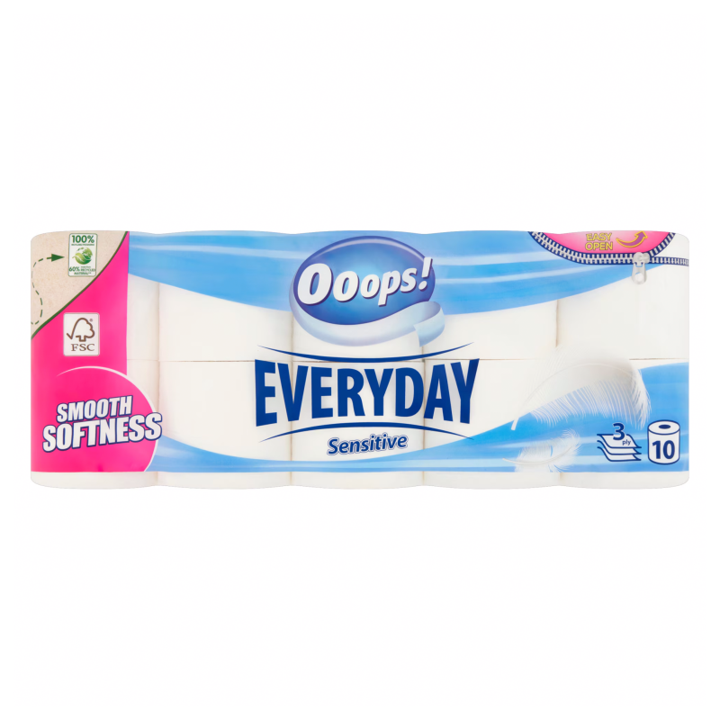 Ooops! Everyday Sensitive toalettpapír 10 tekercs 3 rétegű Webáruház ...