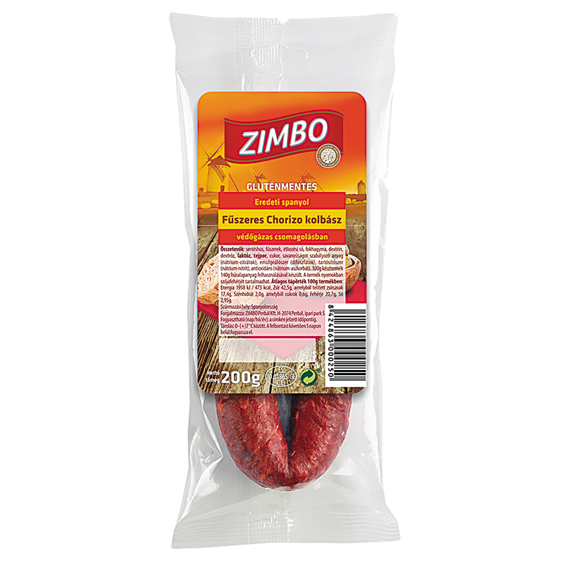 Zimbo Chorizo 200 g fűszeres kolbász gluténmentes Webáruház » 0 Ft ...