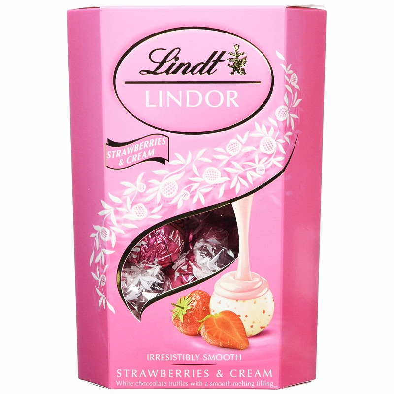 Lindt Lindor fehércsokoládés-epres praliné tejszínes töltelékkel 200 g ...