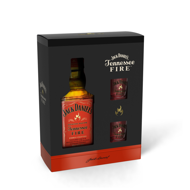 Jack Daniel's Tennessee Fire whiskey alapú likőr 35% 0,7 l + 2 pohár ...