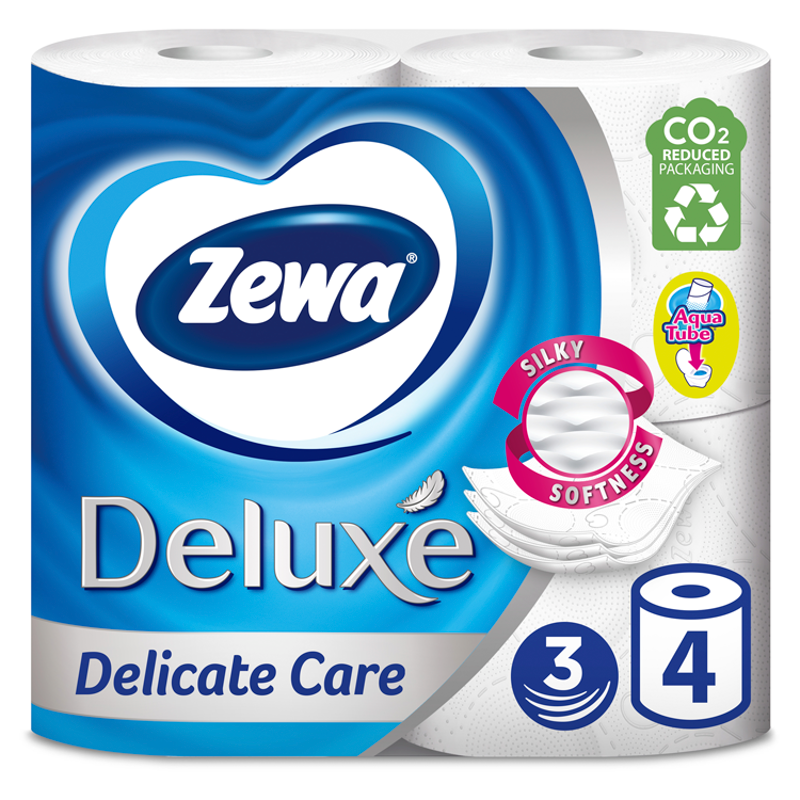 Zewa Deluxe toalettpapír 4 tekercs (3 rétegű) tiszta fehér Webáruház » 899 Ft - Zewa Deluxe ...