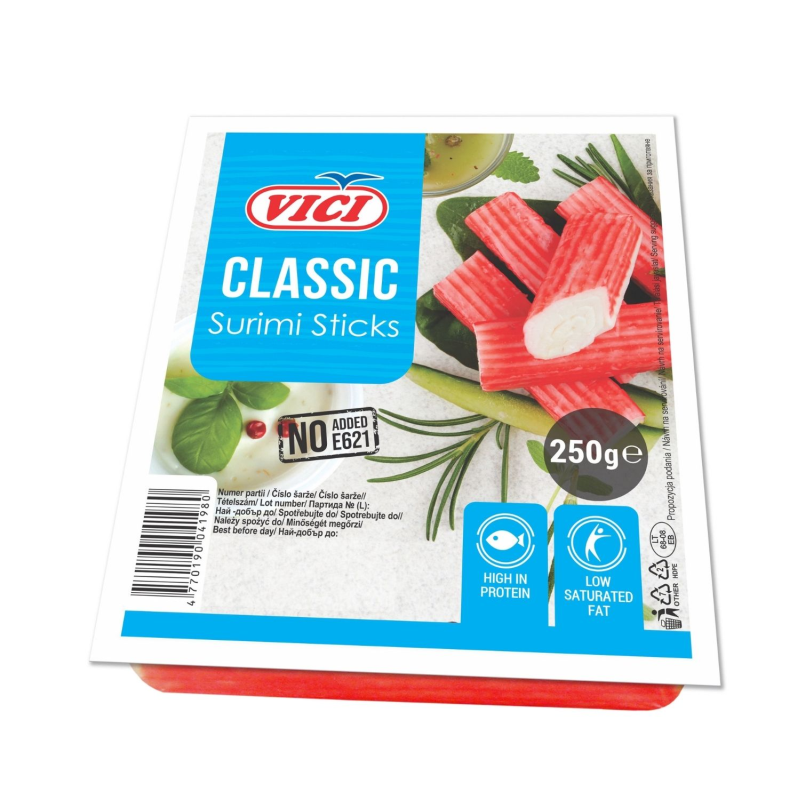 Vici Classic surimi rákízű halrúd 250 g Webáruház » 869 Ft - Vici Classic surimi rákízű halrúd ...