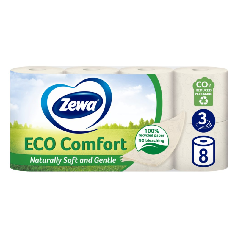 Zewa Eco Comfort toalettpapír 8 tekercs 3 rétegű Webáruház » 1 599 Ft - Zewa Eco Comfort ...
